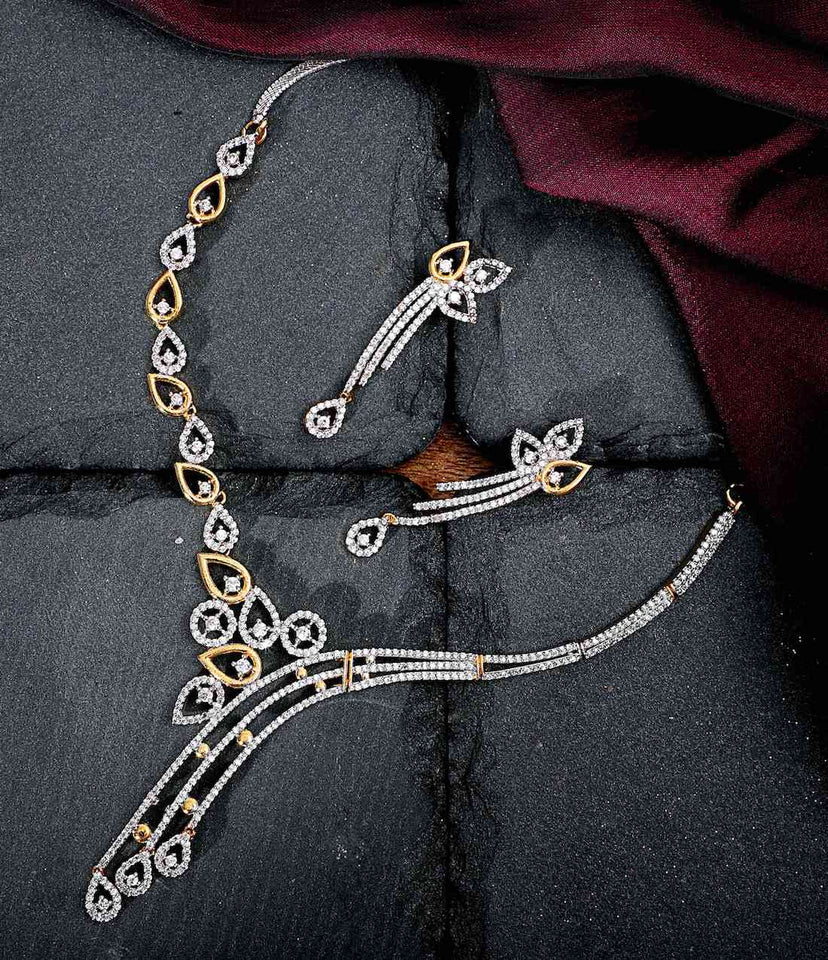 Hollywood Red Carpet Event Inspired Diamond Necklace Set - Aferando